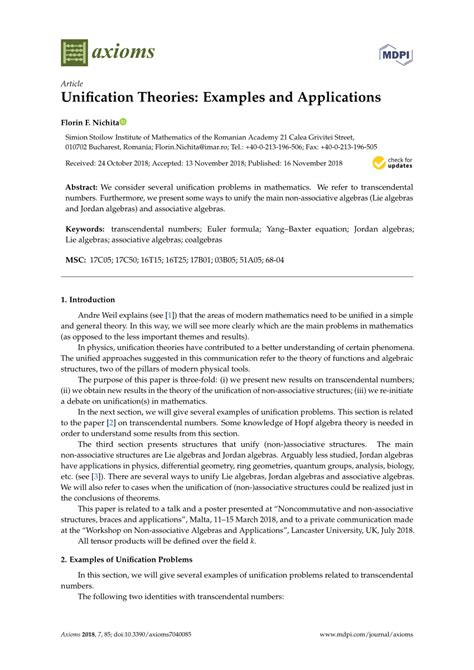 PDF Unification Theories Examples And Applications