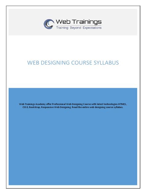 Syllabus Of Web Designing Course Pdf Html Element Web Design