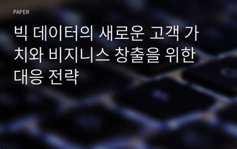 빅 데이터의 새로운 고객 가치와 비지니스 창출을 위한 대응 전략 논문