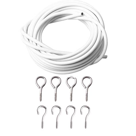 Curtain Wire And Hooks Set 3m Net Wirewith 8pcs In For Rod Com