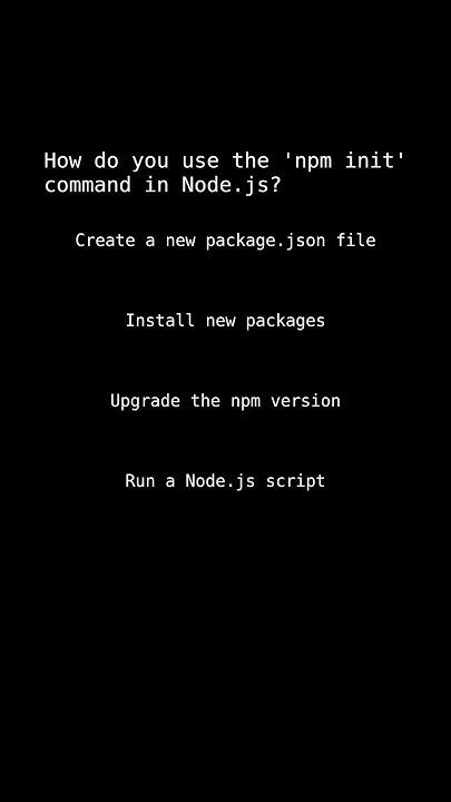 Nodejs How Do You Use The Npm Init Command In Nodejs Qno211