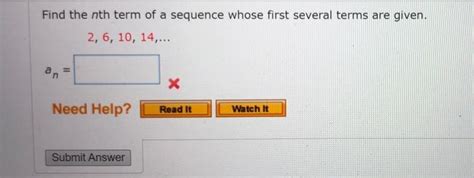 solved find the nth term of a sequence whose first several