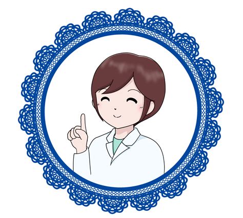 【ネイビーレース枠】保健室の先生のイラスト（めがねなし）│保健室のミカタ