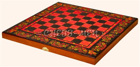 Шахматная доска складная Хохлома клетка 4 см Доски шахматные складные Доски шахматные