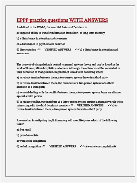 Eppp Practice Questions With Answers Eppp Stuvia Us