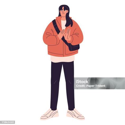 박수를 보내는 젊은 여자 허리 가방이 달린 캐주얼 복장을 한 사람들 여성 서서 손뼉을 치고 박수로 지원하고 성공을 축하하고 승리합니다 흰색에 평면 격리 벡터 그림 패션에