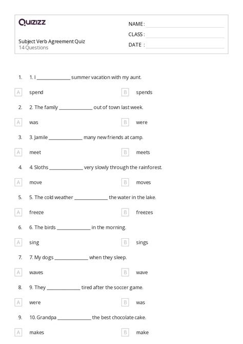 Free 3rd Grade Subject Verb Agreement Worksheet Download Free 3rd
