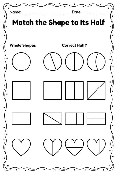 Match The Shape To Its Half Worksheet Download And Print Now