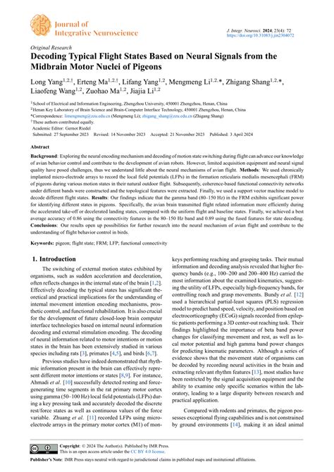 Pdf Decoding Typical Flight States Based On Neural Signals From The