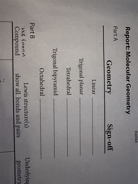report molecular geometry part a geometry linear