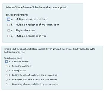 Answered Which Of These Forms Of Inheritance Does Java Support Select