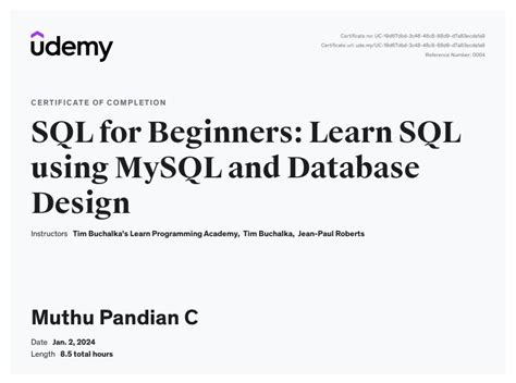 muthu pandian c on linkedin sql databasedesign udemycourse continuouslearning