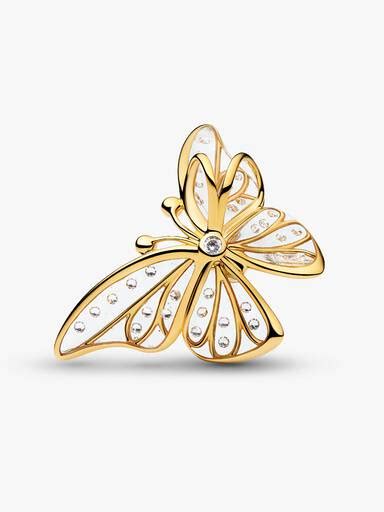 Oversized Butterfly Openwork Charm Pendant Gold Plated Pandora Au