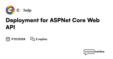 deployment for asp core web api c