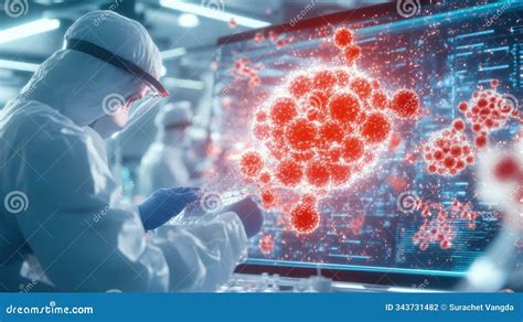 Scientists Designing Molecular Structures In 3d Lab Stock Illustration