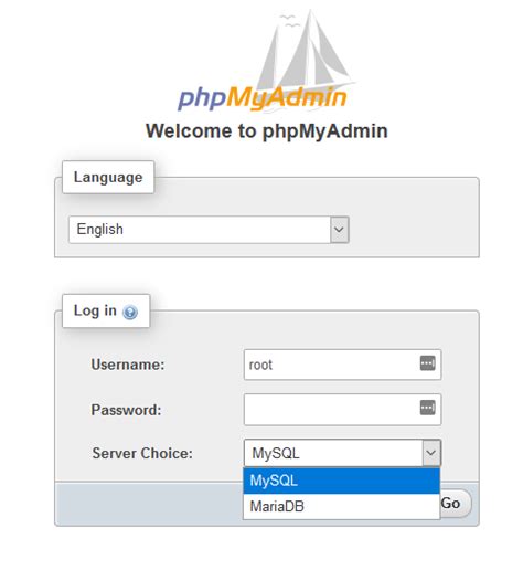 php phpmyadmin mysql server choice stack overflow