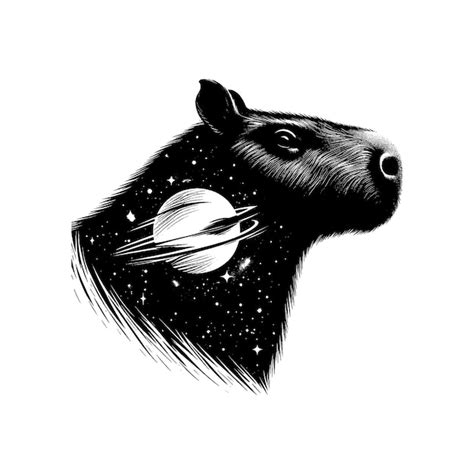 Silhouette Of Capybara Filled With Space And Scifi Element In Rough