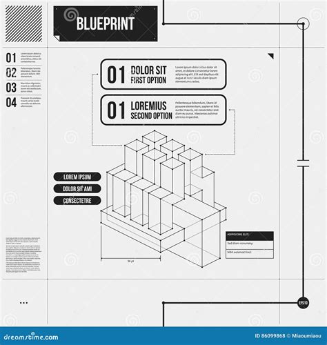 Two Numbered Options Layout In Draft Style With Abstract Isometric