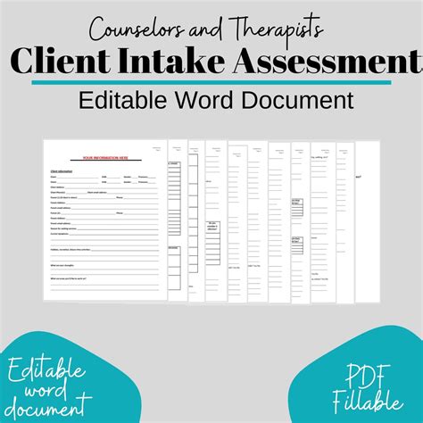 Client Intake Assessment Form Fillable And Editable Templates