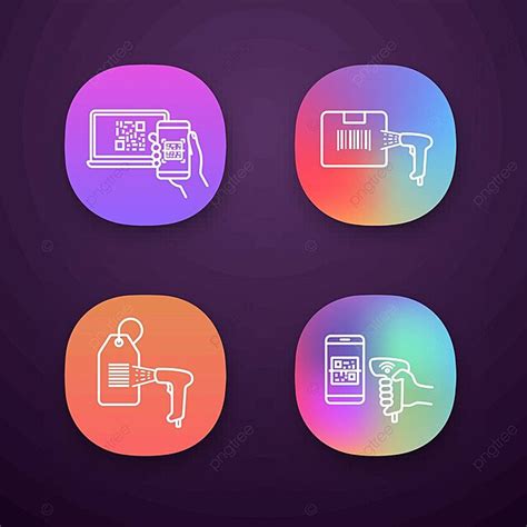 Barcodes App Icons Set Barcode Mobile Identification Vector Barcode Mobile Identification Png