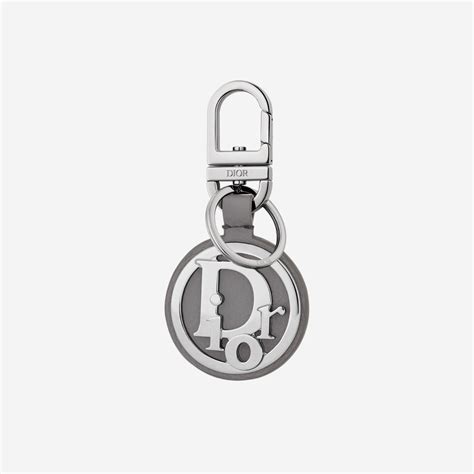 디올 D 터치 키링 그레이 그레인드 카프스킨 그레이 Dior Kream