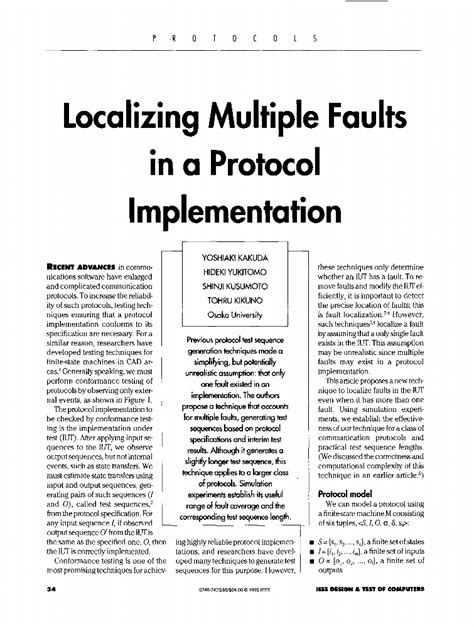 Localizing Multiple Faults In A Protocol Implementation Ieee Journals