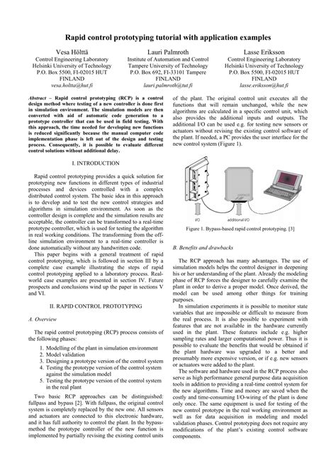 Pdf Rapid Control Prototyping Tutorial With Application Examples