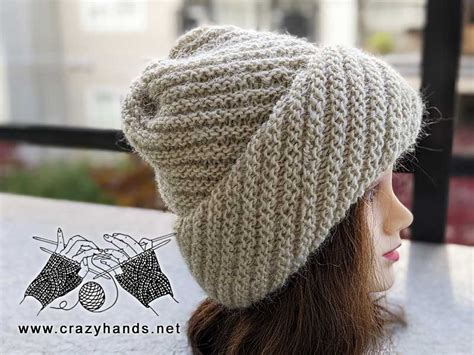 Flat Knit Diagonal Hat Free Pattern · Crazy Hands Flat Knit Diagonal Hat Free Pattern · Crazy Hands