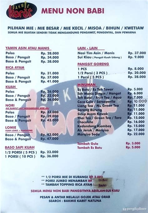 Selalu Diperbarui Menu Bakmie Karet Sumatera Bandung