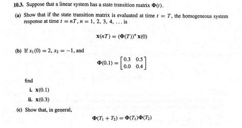 Suppose That A Linear System Has A State Transition