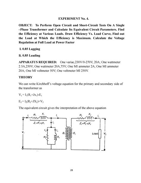 Electrical Science Lab Manual Experiment No 4 Object To Perform Open Circuit And Short
