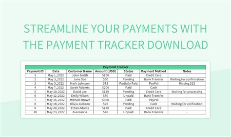 Streamline Your Payments With The Payment Tracker Download Excel Template And Google Sheets File