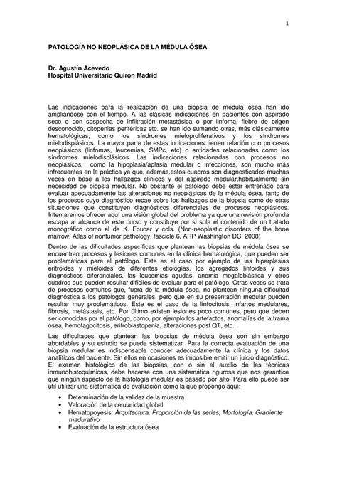 Curso De Médula Ósea PatologÍa No NeoplÁsica De La MÉdula Ósea Dr