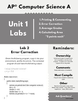 Unit 1 Labs AP Computer Science A By Binary Addition TPT