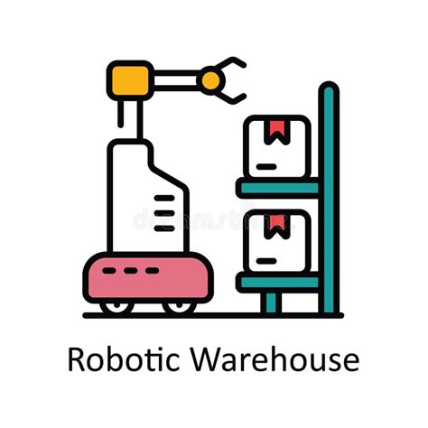 Robotic Warehouse Vector Fill Outline Icon Design Illustration Smart Industries Symbol On White