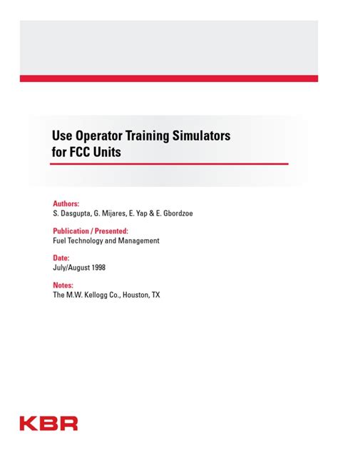 Use Operator Training Simulators For Fcc Units Pdf Cracking Chemistry Simulation
