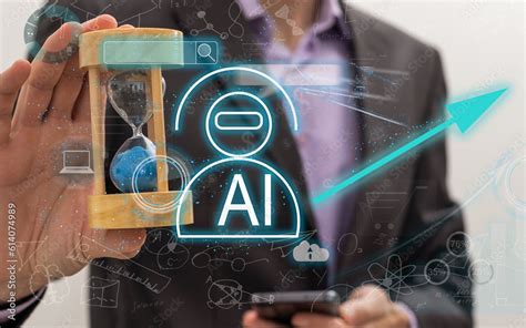 machine learning hand robot touching computer chip and binary data