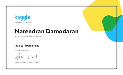 D Narendran On Linkedin Narendran Damodaran Completed The Intro To Programming Course On Kaggle