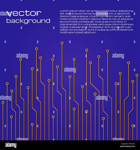 Abstract Technological Blue Background With Yellow Elements Of The