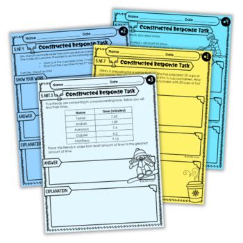 Winter Themed Constructed Response Practice Problems Common Core Aligned