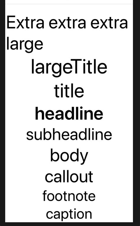 Ios Preview Of Apple System Font Sizes E G Body Callout Caption Etc Stack Overflow