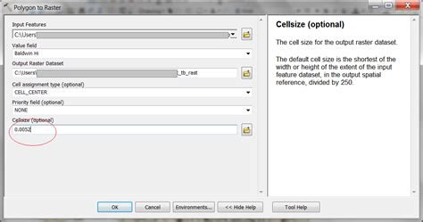 Setting Cell Size On Polygon To Raster Tool In Arcgis Geographic Information Systems Stack