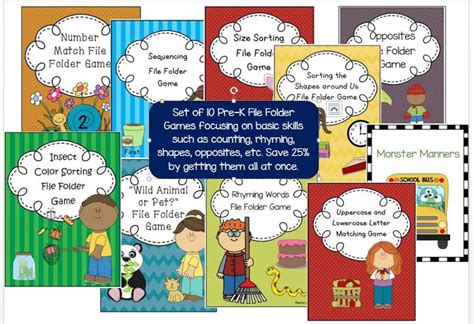 Pre K File Folder Game Bundle Etsy