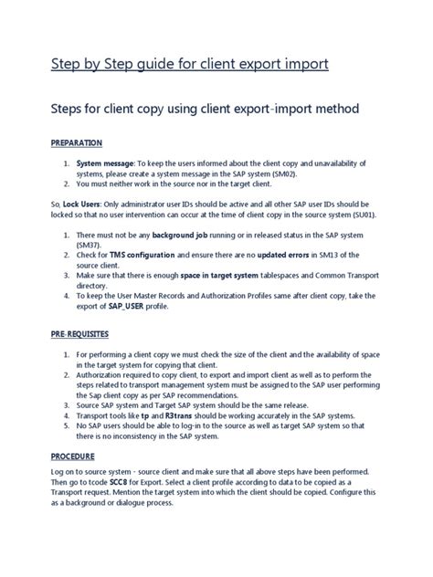 step by step guide for client export import pdf computing data