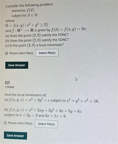Solved Consider The Following Problem Minimize F X Chegg
