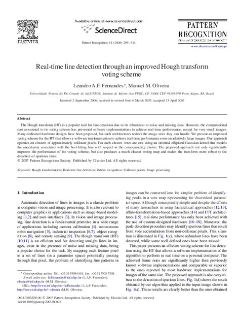 Pdf Real Time Line Detection Through An Improved Hough Transform Voting Scheme