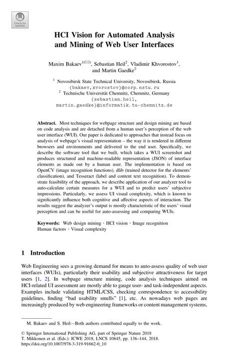 Pdf Hci Vision For Automated Analysis And Mining Of Web User Interfaces