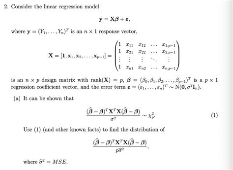 Solved 2 Consider The Linear Regression Model Y Xbe
