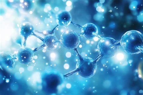 Detailed Visualization Of Molecular Structure With Blue Glowing Atoms