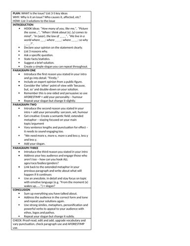 Writing Structure Strip Q5 Language Paper 2 Speech Letter Article